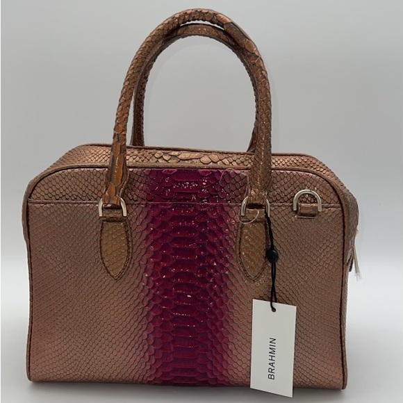 Brahmin | Bags | Brahmin Pink And Bronze Leather Handbag | Poshmark